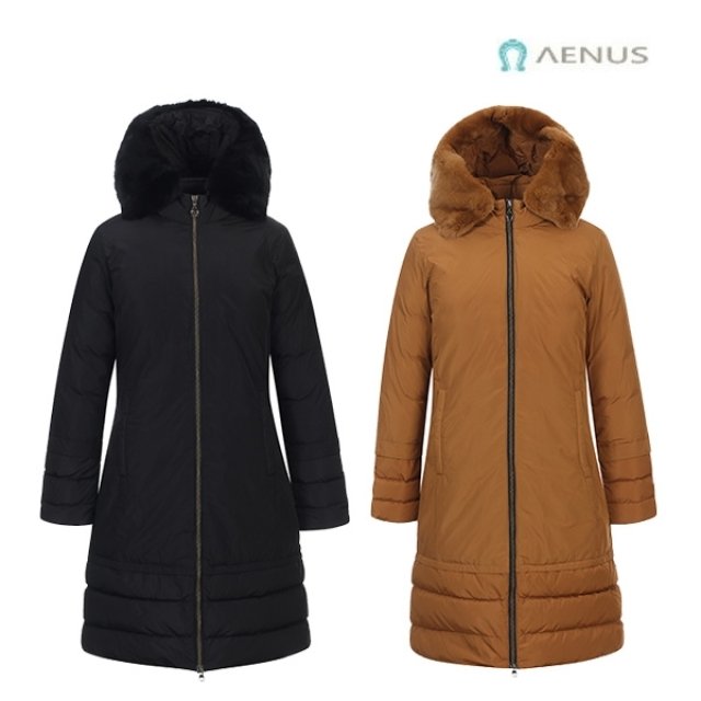 AENUS 여성 리얼퍼 롱다운점퍼 AW19WJD005 2종택일