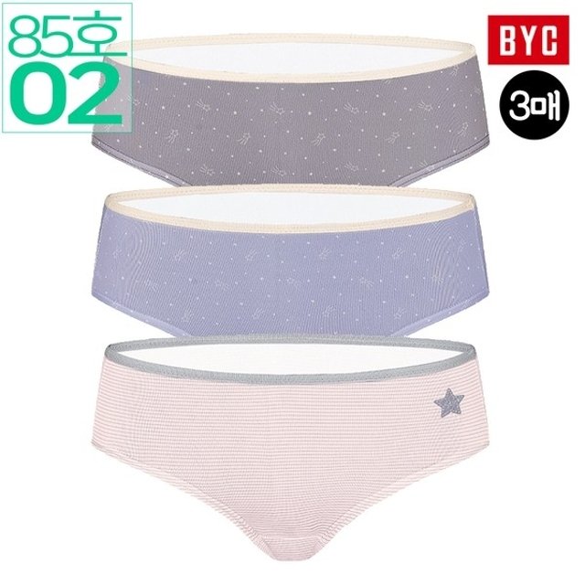 [미소주니어]주니어 여성 팬티 85호 3매입 순면 속옷 BYC_P338605764