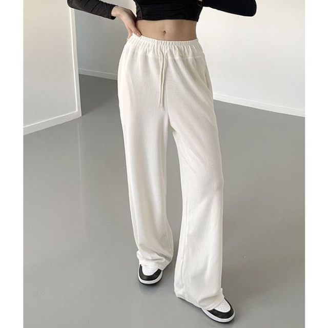 [비비드글램]뮤즐 골지 와이드팬츠 4color / 국내생산 통바지 캐주얼 주름 빅사이즈_P337455515