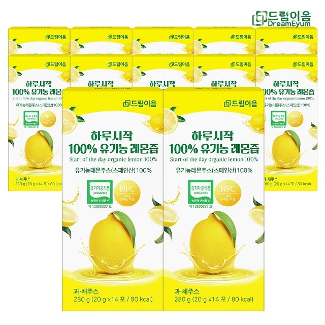 드림이음 하루시작 NFC 100 유기농 레몬즙 레몬수 280g x 12박스
