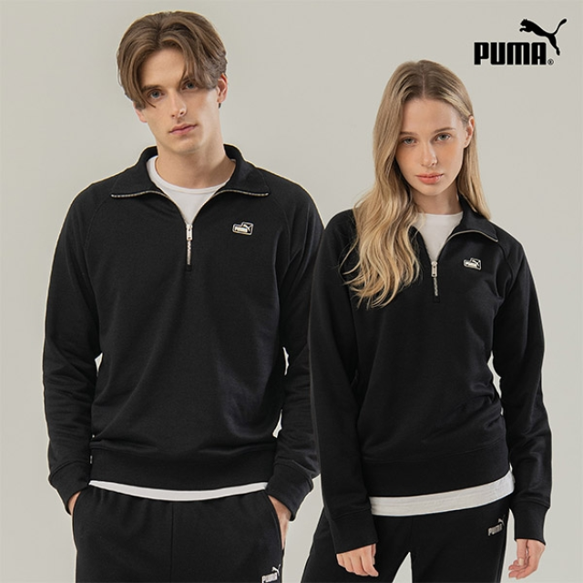 [PUMA] 22FW 푸마스포츠 유니 반집업맨투맨 다크그레이