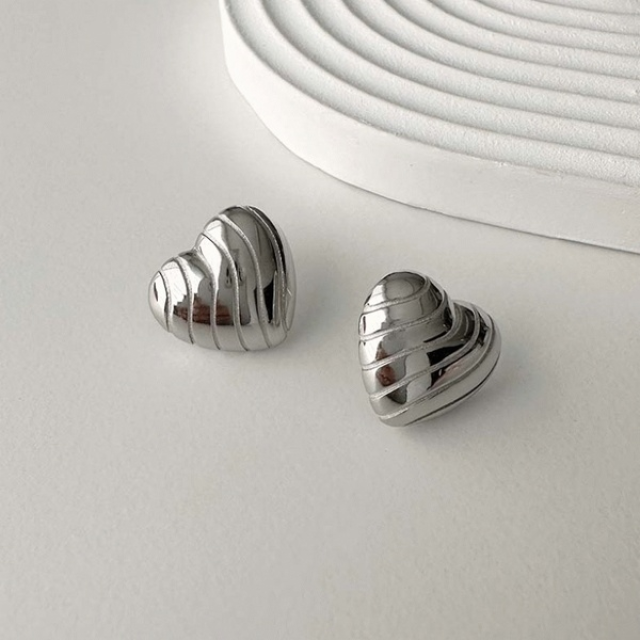 [젤로데이]실버925 웨이브 하트 귀걸이 E0433_P338848767