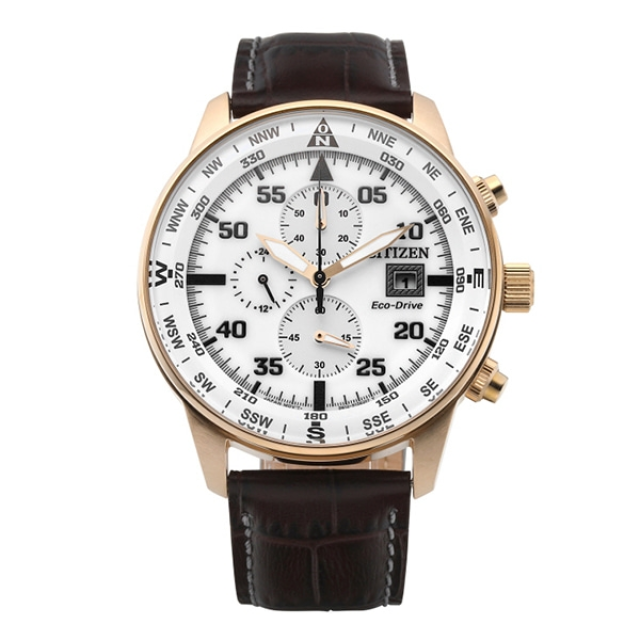 시티즌 CITIZEN CA0693-12A 에코드라이브 크로노그래프 남성용 가죽시계 44mm