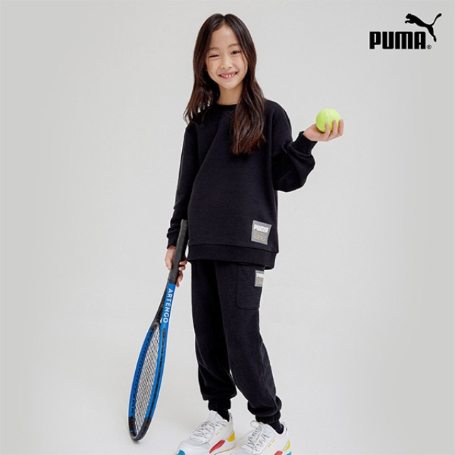 [PUMA] 22FW 푸마키즈 맨투맨 트레이닝 셋업 블랙