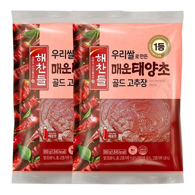 [CJ] 우리쌀로만든 태양초 매운고추장 900G(봉) x 2개