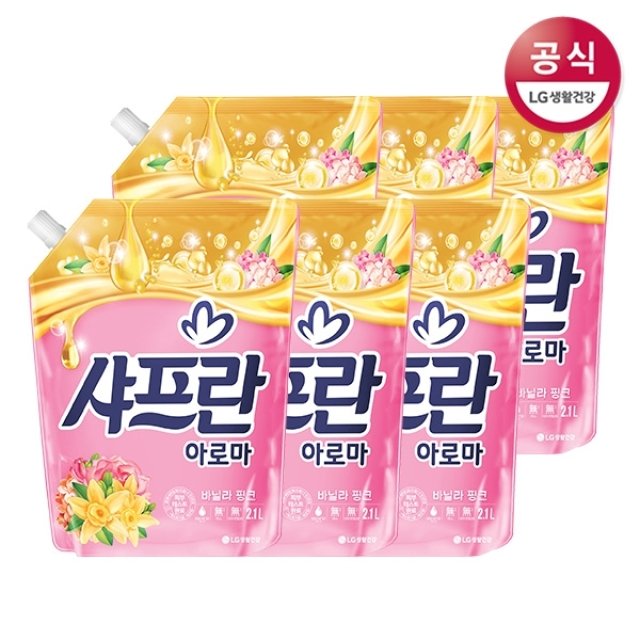 샤프란 바프소 아로마 바닐라 핑크 섬유유연제 리필 2.1L x6개