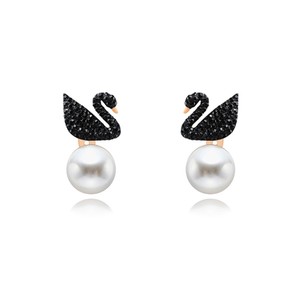 스와로브스키 SWAROVSKI 5193949 ICONIC SWAN 스완 로즈골드 톤 플래팅 귀걸이