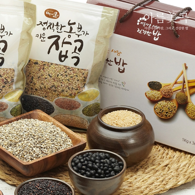 [아름미곡] 잡곡선물세트 1호 [보리쌀 500g x 2봉+현미쌀 500g x 2봉]
