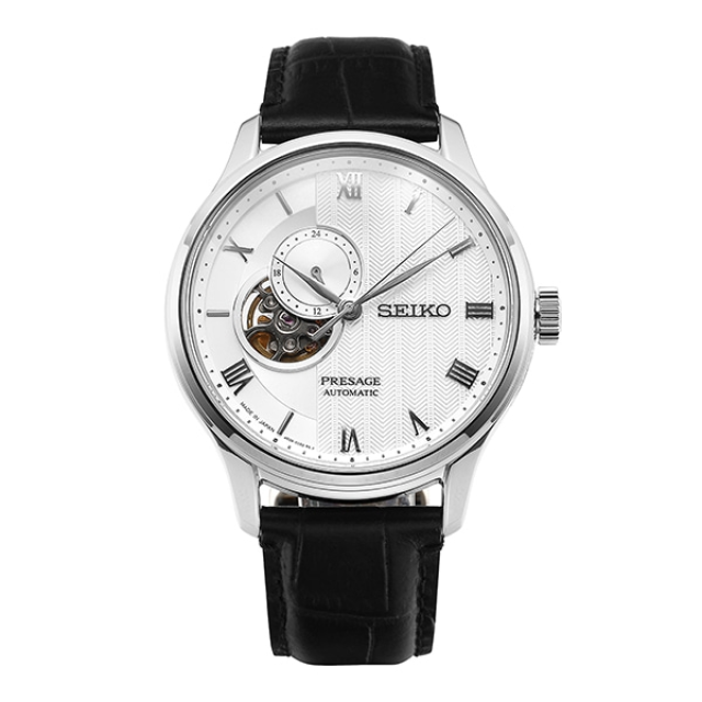 세이코 SEIKO SARY095 프레사지 Presage 오픈하트 오토매틱 남성용 가죽시계 42mm