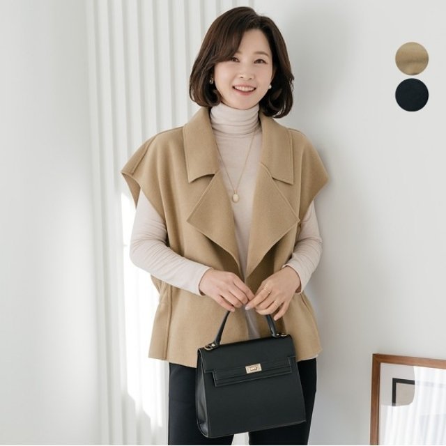 [김여사](55-77)린듀 뒷셔링 카라 조끼 2col_P332913632