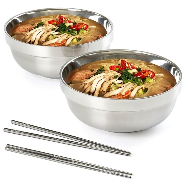 올비아 스텐 이중 면기 18cm 2P + 젓가락 2벌