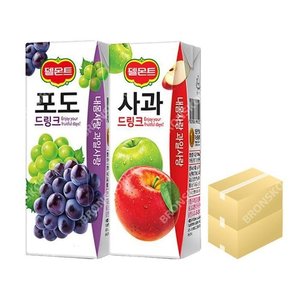 롯데 델몬트 포도 드링크팩 190ml X 32팩+사과 32팩