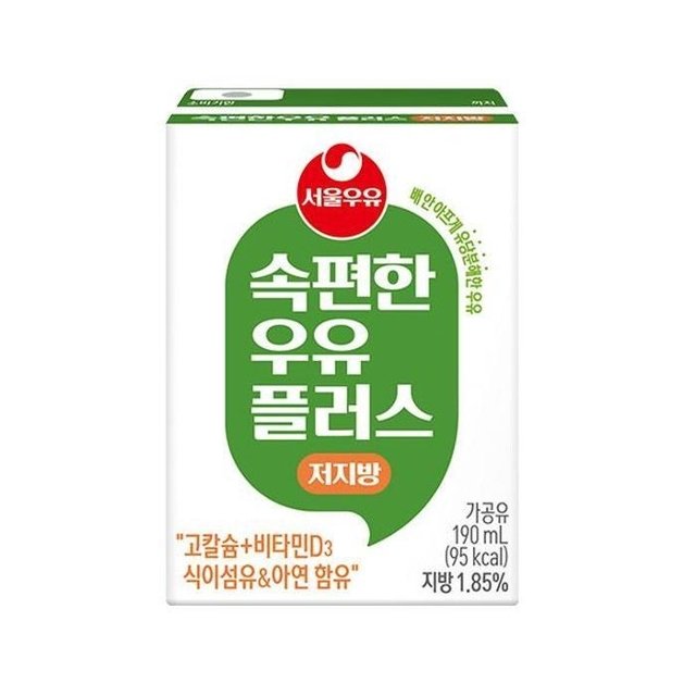 서울우유 속편한우유 플러스 저지방 190ml x 24팩