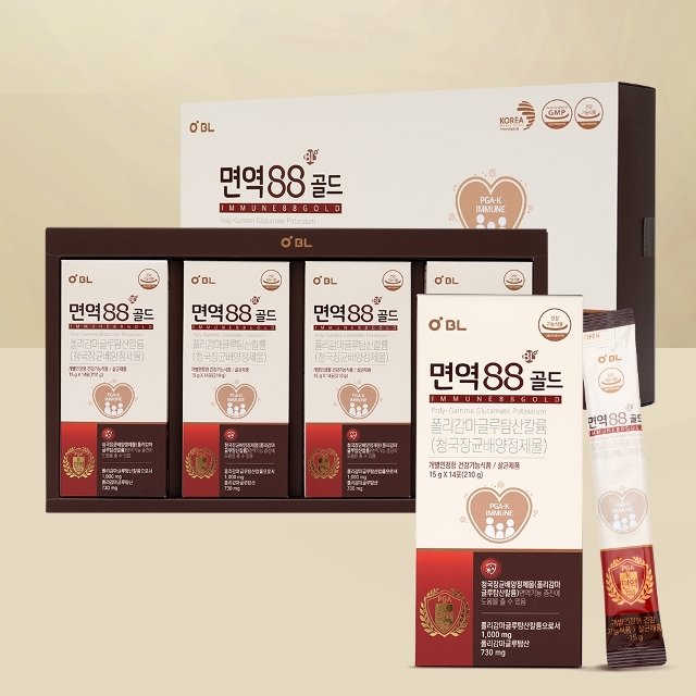 [종합] 면역88 골드 PGA-K NK세포 면역관리증진 폴리감마글루탐산 영양제 1박스 56포
