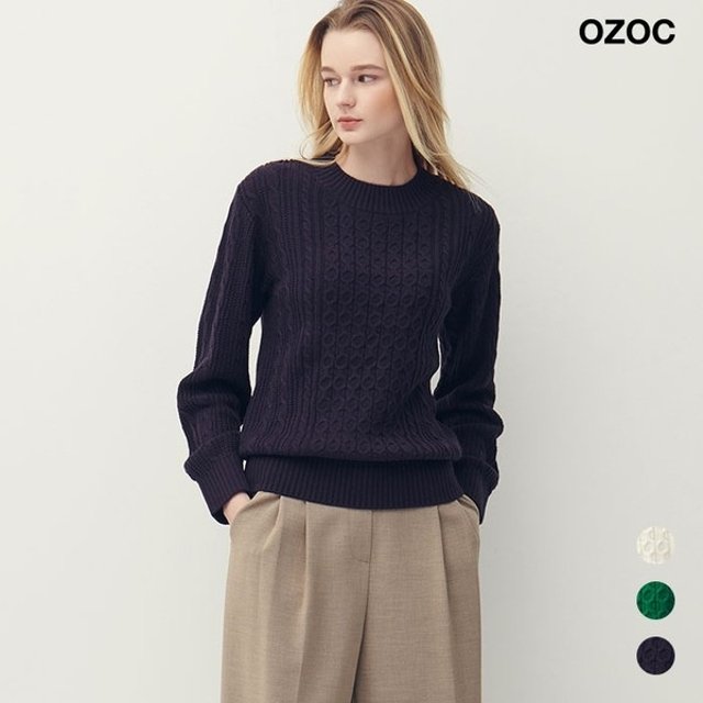 [오조크]여성 케이블 풀오버 니트_P343573150