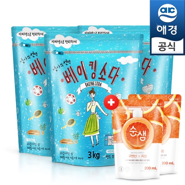 엄마의선택 베이킹소다 1kgx3개+순샘_200mlx2개