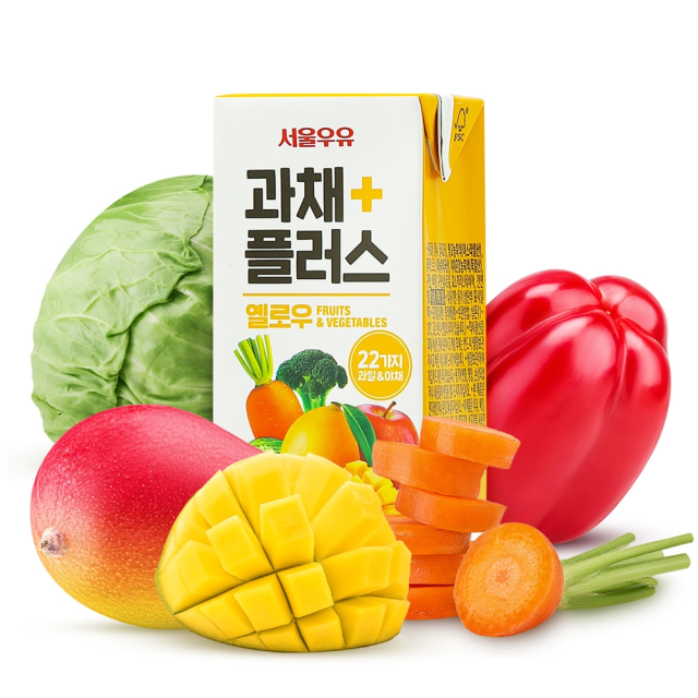 서울우유 과채플러스 옐로우 190ml 16팩-과채주스/과채음료/야채주스/과일주스
