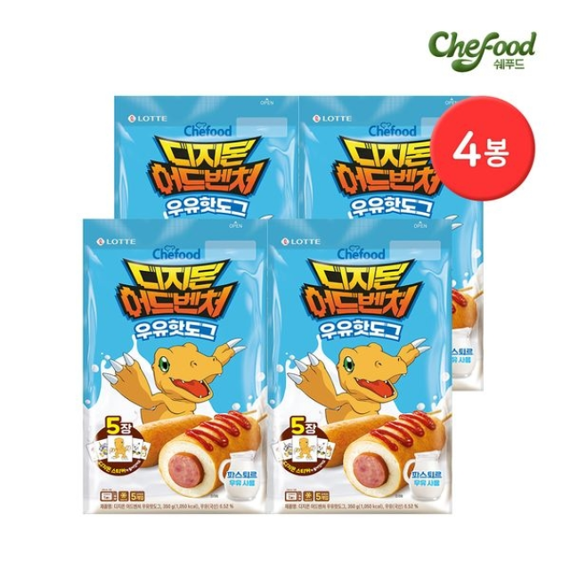 [롯데]쉐푸드 디지몬 우유 핫도그 350g 70g 5개입 x 4개_P333125101