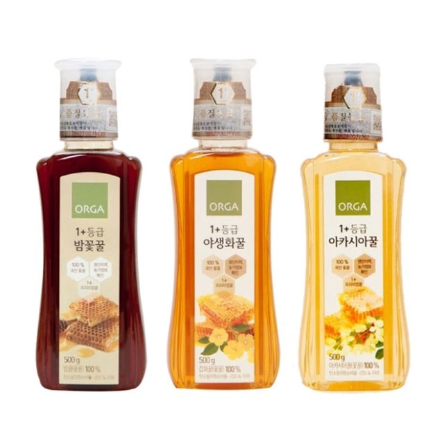 [ORGA]1+ 등급 각500g(아카시아꿀+야생화꿀+밤꽃꿀)