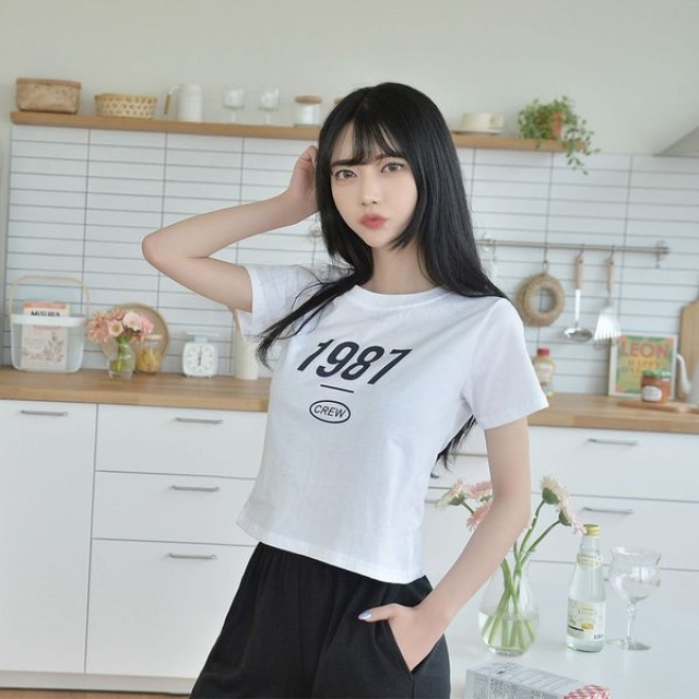 [에이치플러스몰]지앤제이 1987 크롭티 티셔츠 크롭티셔츠_P336708441