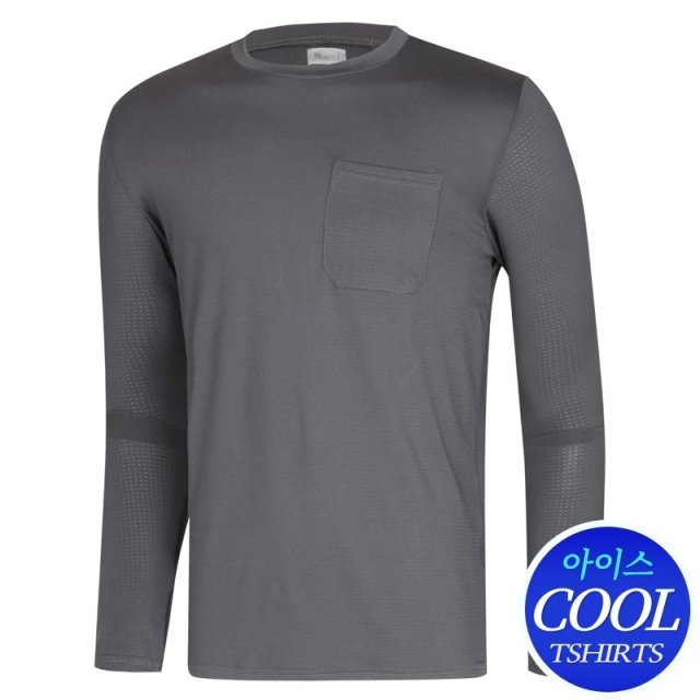 남자 아이스쿨 기능성 긴팔 라운드 쿨링 티셔츠 MB-TSS-MC6-차콜