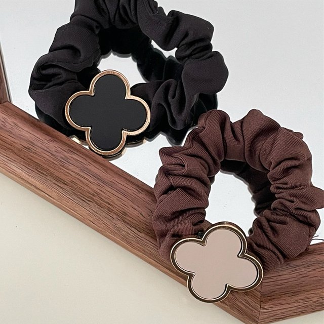 [2COLOR] 클로버 스톤 새틴 곱창 헤어 머리끈 2P SET