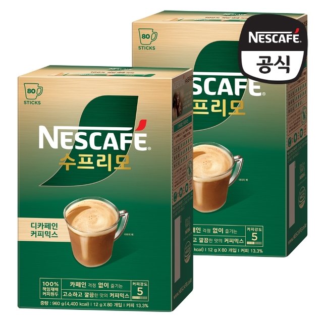 네스카페 수프리모 디카페인 커피믹스 80T 2박스