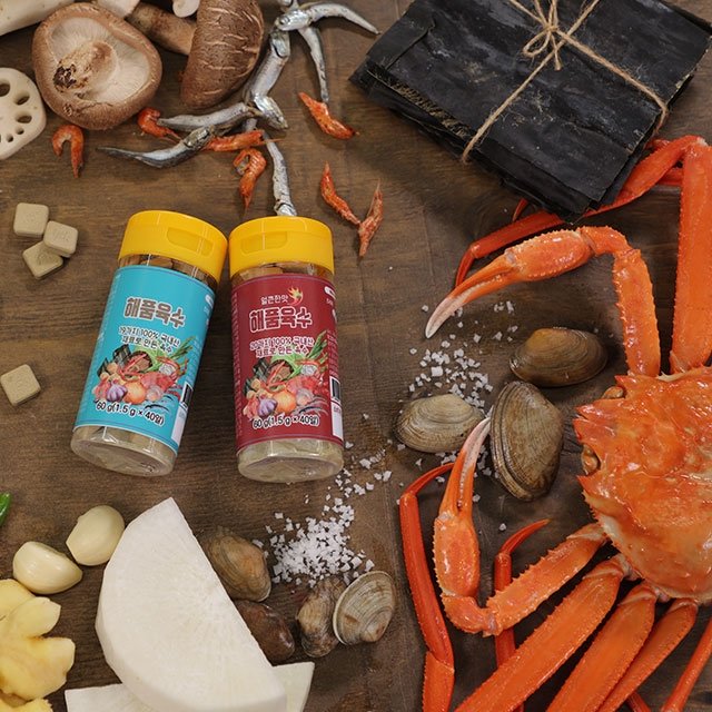 국내산 자연재료 해품육수 60g×5병 + 국내산 자연재료 얼큰한맛 해품육수 60g×1병 [총 6병 / 1병당 1.5g×40알 / 총 240알]