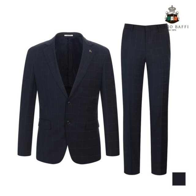 [브루노바피]남성 사각패턴 투버튼 정장 자켓 팬츠 세트_P309656295