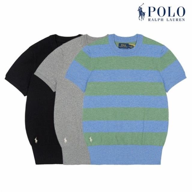 [폴로 랄프로렌]여성 코튼 블렌드 숏 슬리브 스웨터_P335689670