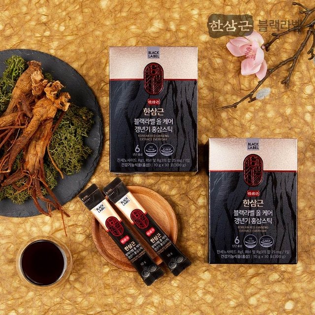 [한삼근] 블랙라벨 올 케어 갱년기 홍삼스틱 10g x 60포 (+쇼핑백) (진세노사이드 25mg 함유)