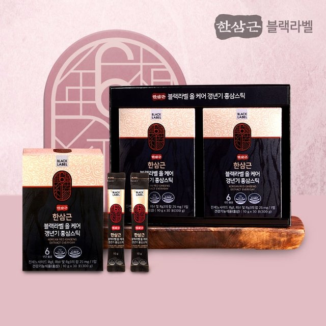 [한삼근] 블랙라벨 올 케어 갱년기 홍삼스틱 10g x 60포 (+쇼핑백) (진세노사이드 25mg 함유)