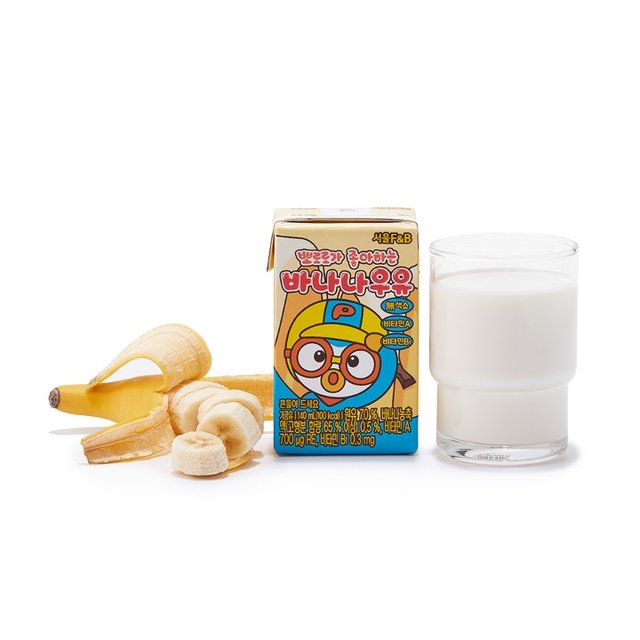 서울에프엔비 어린이간식 뽀로로가 좋아하는 바나나우유 140mL X 48개입