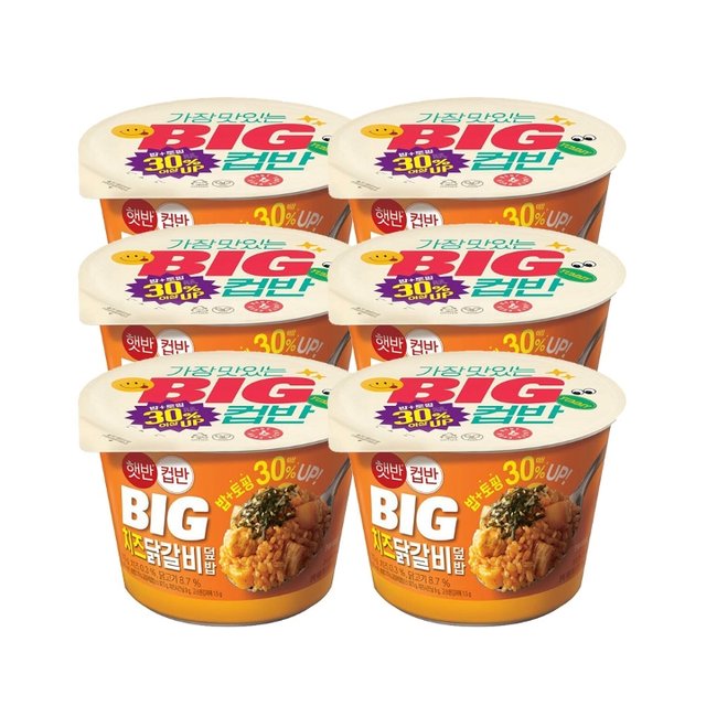 [1등 컵밥] 햇반 컵반 BIG 치즈닭갈비덮밥 313g x6개