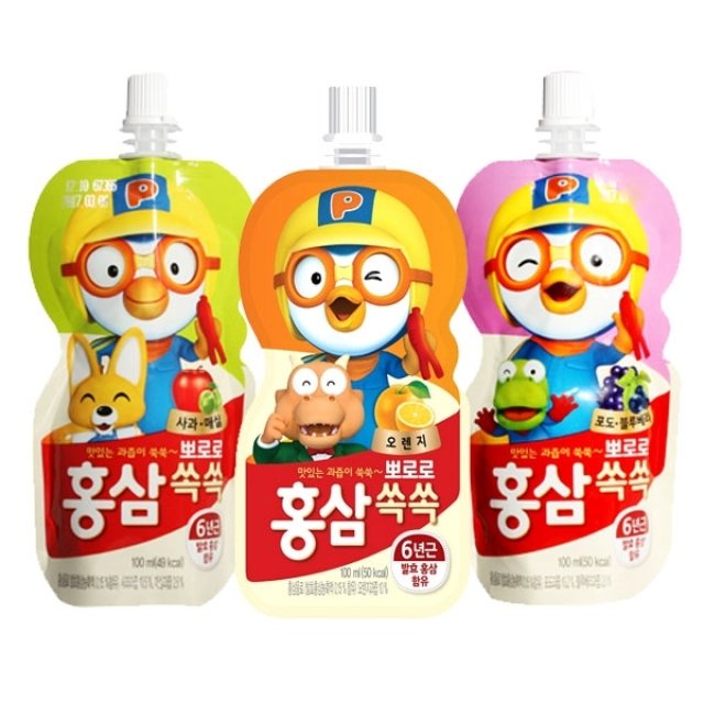 뽀로로 홍삼쏙쏙 포도맛 10개입/사과/오렌지