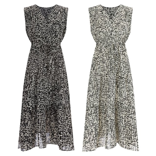 [샵앤] 블록 여성 서플리스 스트랩 휴양지 바캉스 데일리 나시 롱 원피스 CP-WDR-12067