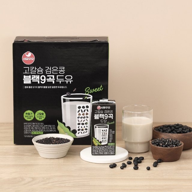 서울우유 고칼슘 검은콩 블랙9곡 두유 190ml 32팩-칼슘250mg 식물성 단백질 함유