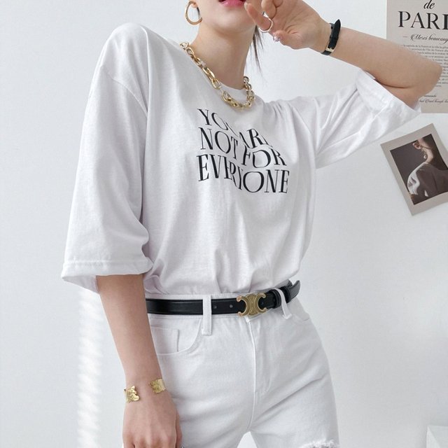 에브리원 박스티 4color 영문 프린팅 루즈핏 오버팃 티셔츠 빅사이즈 4488 국내생산