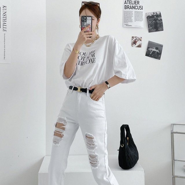 에브리원 박스티 4color 영문 프린팅 루즈핏 오버팃 티셔츠 빅사이즈 4488 국내생산