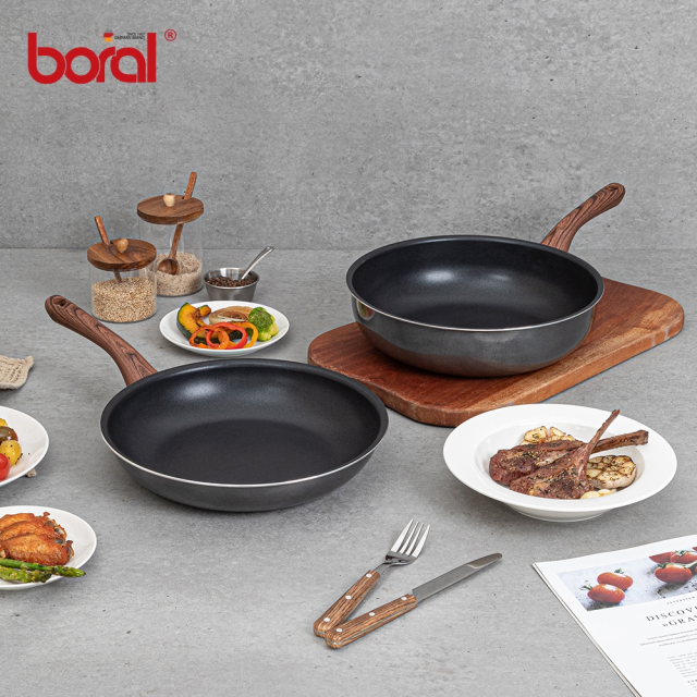 보랄 IH 우드 후라이팬 2종 세트 (28cm팬, 28cm궁중팬)