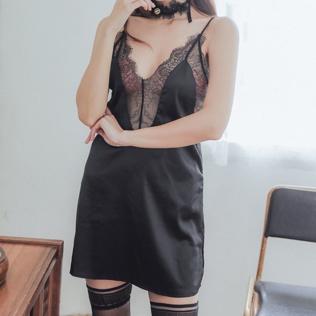 밀리언 여성슬립 블랙 화이트 티팬티세트 2colors 택1