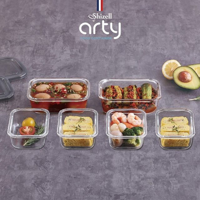 쉬젤 아티 내열용기 직사각6종세트 (직사각400ml*4ea+640ml*2ea)