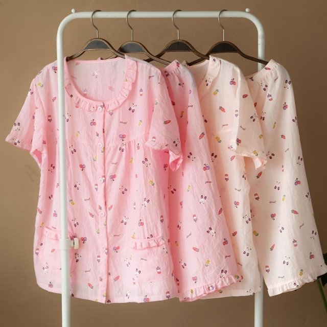 앵두토끼 아사면 반팔투피스 여름파자마 상하세트 2colors 택1