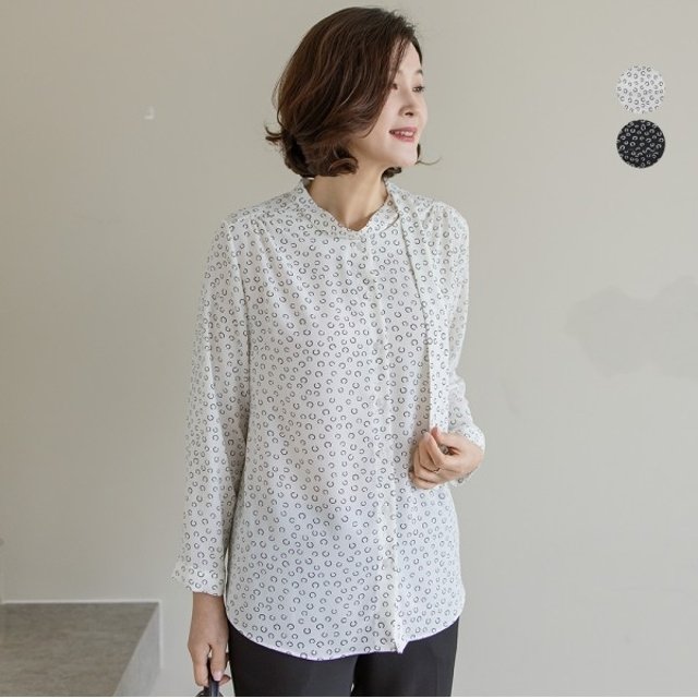 [김여사](~100size)모던 타이 블라우스 2col_P357700522
