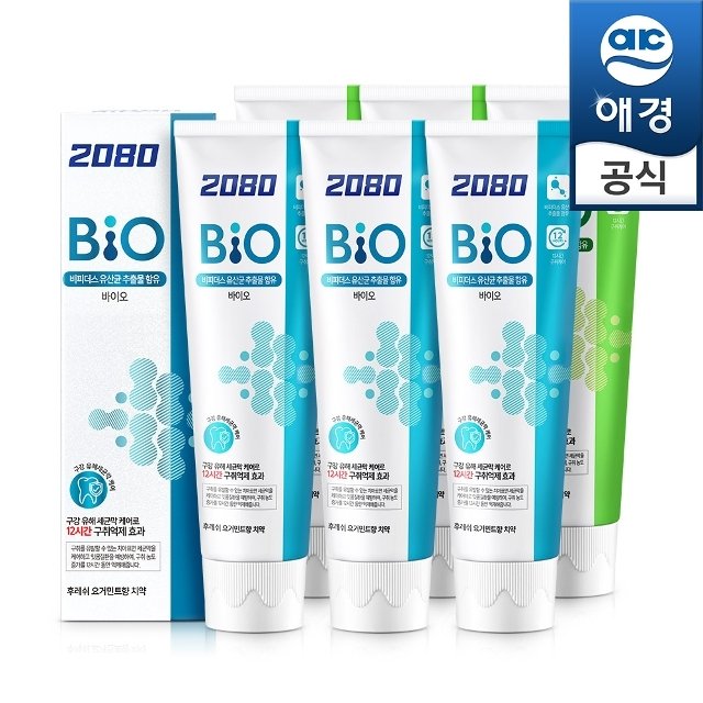 2080 바이오유산균 치약 120gx6개(쿨민트/요거민트)