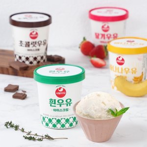 [서울우유] 아이스크림 474ml 4종 (흰1+초1+딸1+바1)