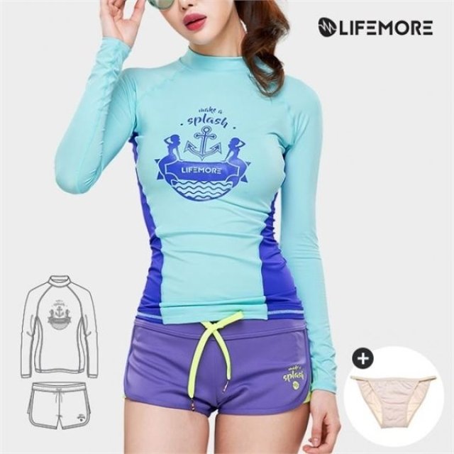 [라이프모어]여성 래쉬가드 세트 3PCS 403R+435P LA_P062264648