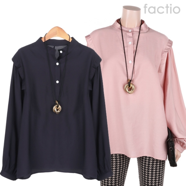 [팍티오] 벌룬소매프릴블라우스_F3ABL015