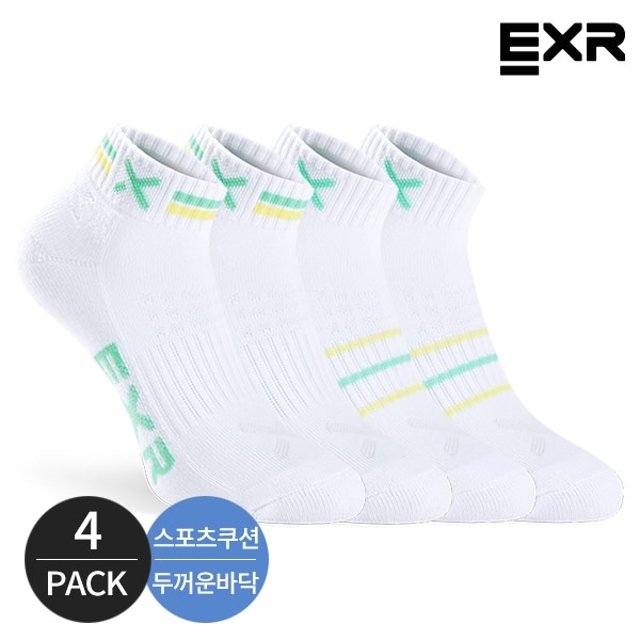 EXR 여성 스포츠 쿠션 배색라인 발목양말 4P_MX