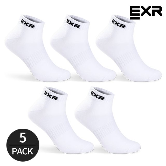 EXR 남성 심플 스탠다드 발목양말 5P_WHBK